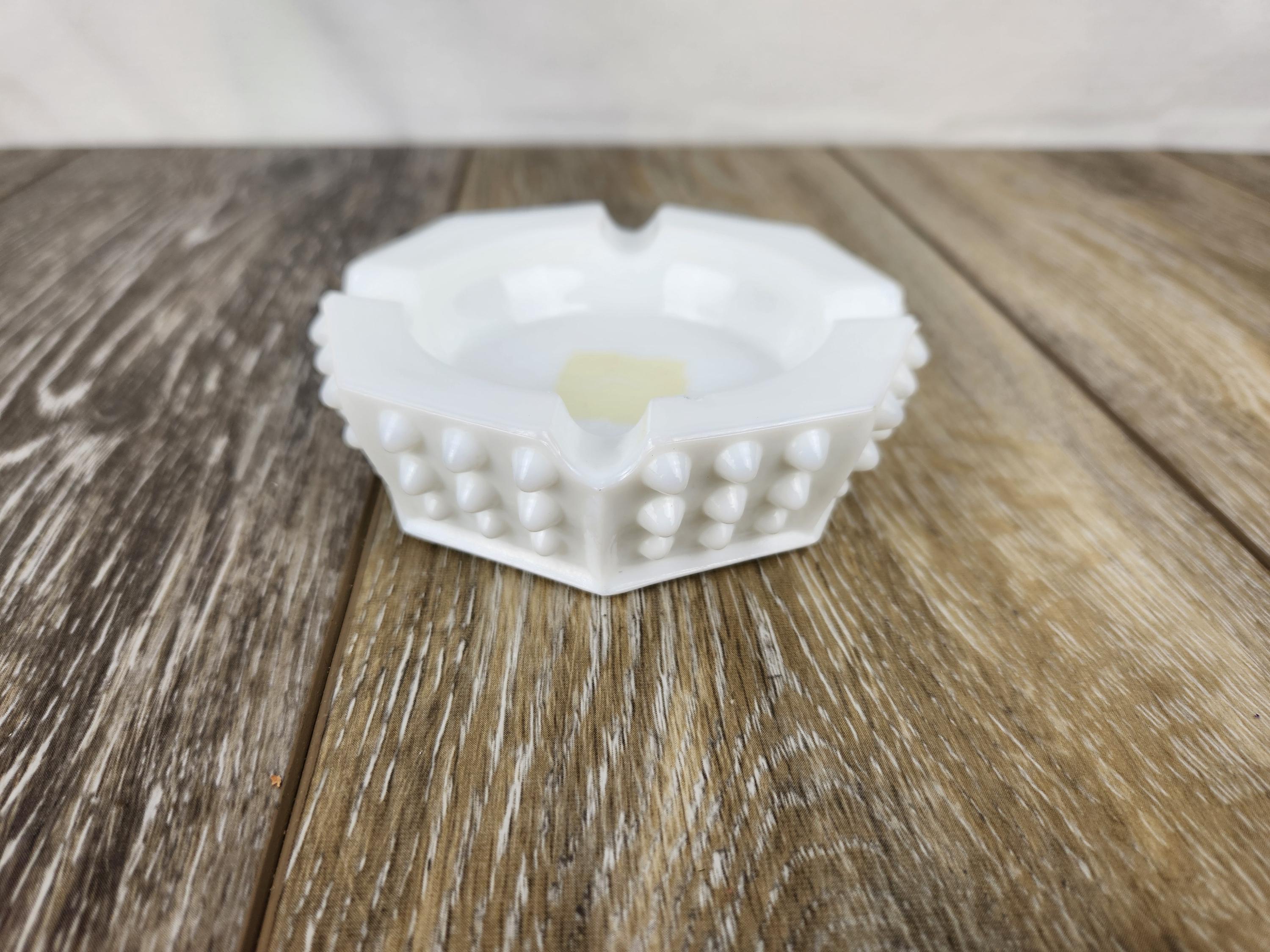 Hobnail Milk Glass Hexagon Ashtray Vintage Milk Glass Decor Small White ...