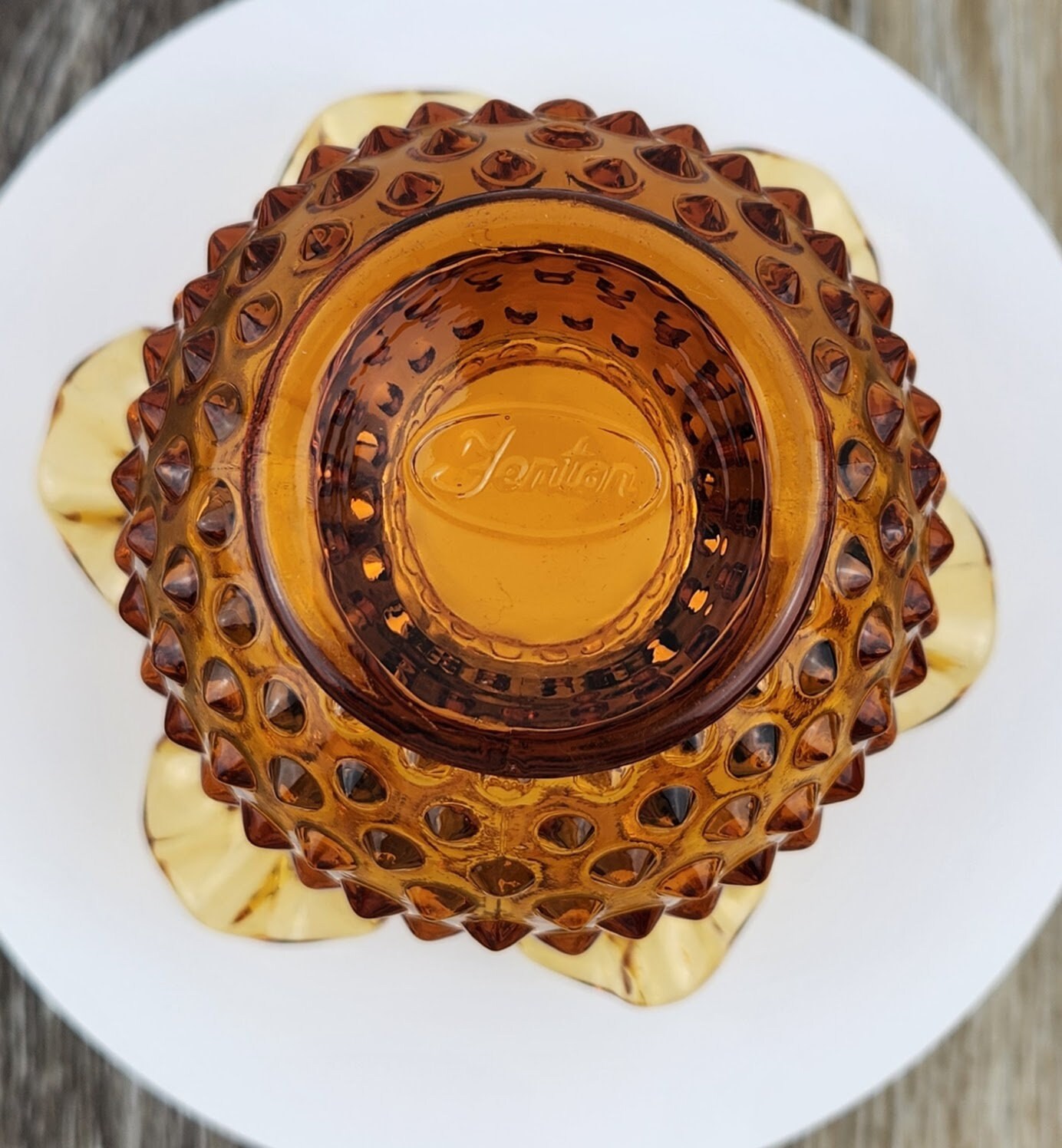 Fenton Glass Hobnail Amber/autumn Gold Ruffled/crimped Edge Vase - Etsy