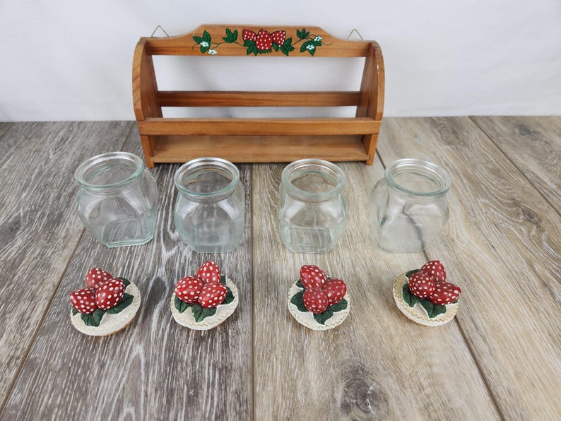 Vintage Strawberry Spice Rack Wall Hanging Shelf Strawberry Theme Decor ...