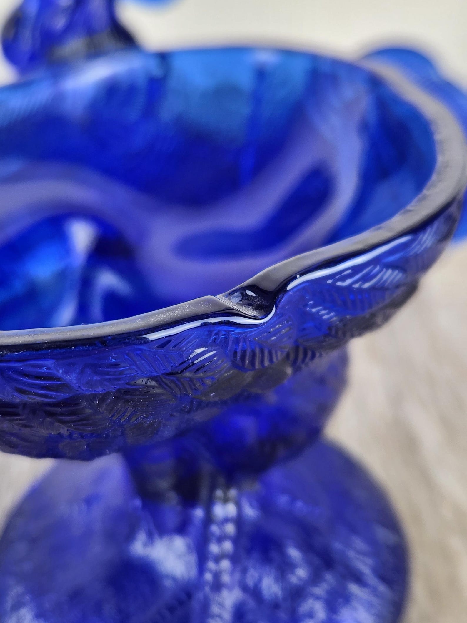 Cobalt Blue Glass Rooster Covered Candy Dish 9" – READ - Etsy
