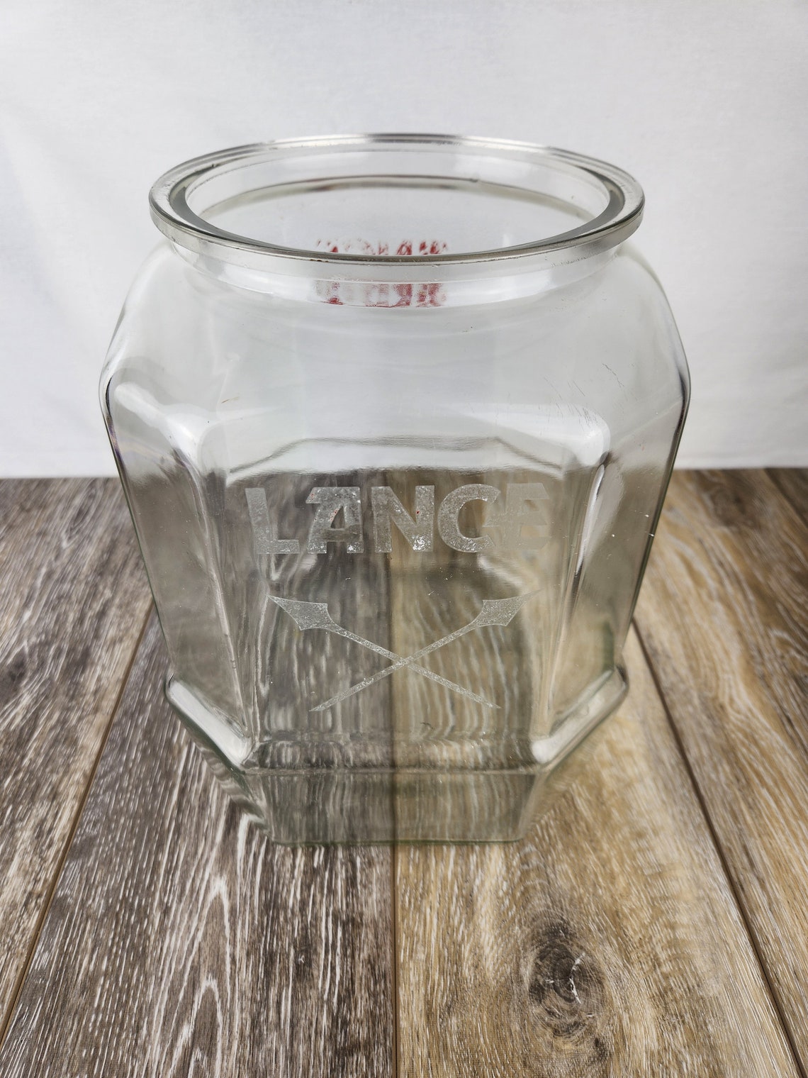 Large LANCE Cracker Glass Display Cookie or Cracker Jar Store Display ...