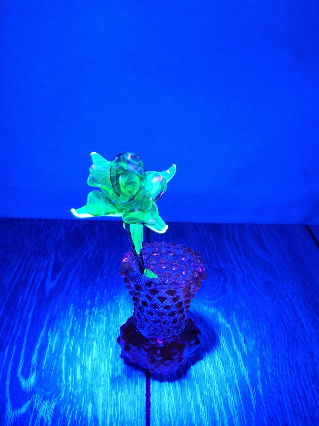 Purple Uranium Glass Short Stemmed Rose - Hand-made Vaseline Glass ...