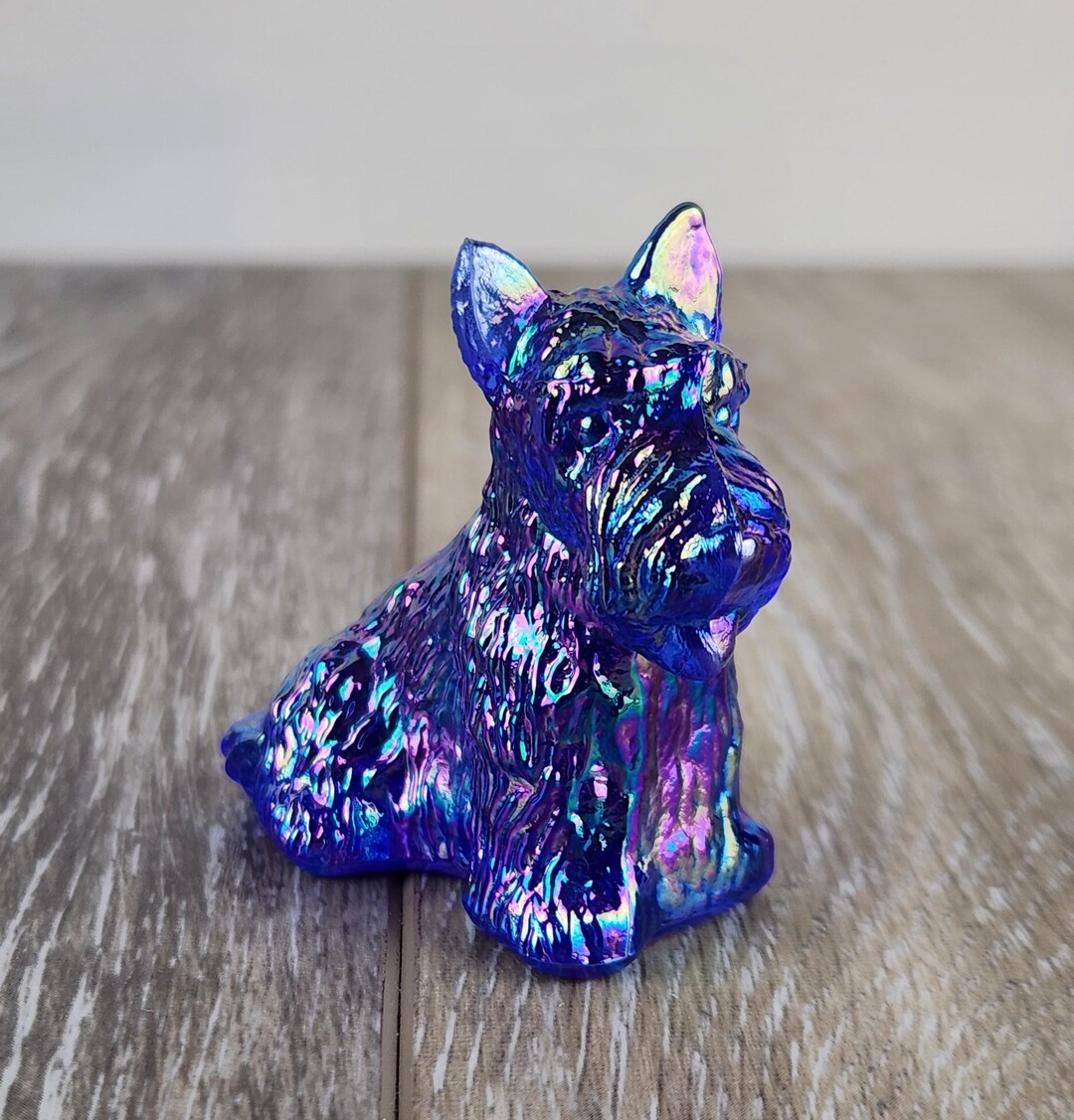 Boyd Cobalt Blue Carnival Glass Scottie Dog Figurine Duke Vintage ...