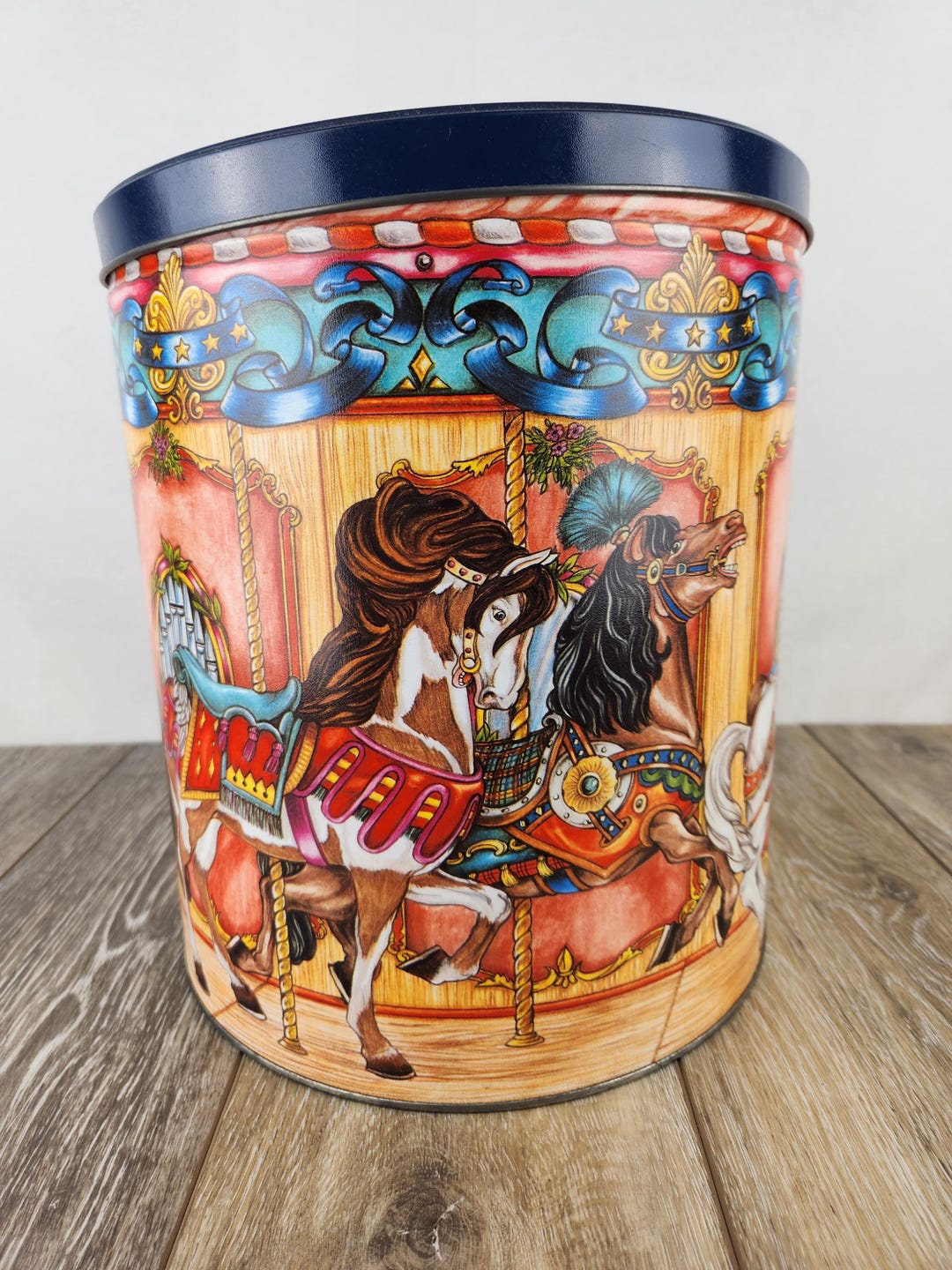 Vtg Frito Lay's Tin Metal Can Carousel Horses Carnival Ride Design 11 ...