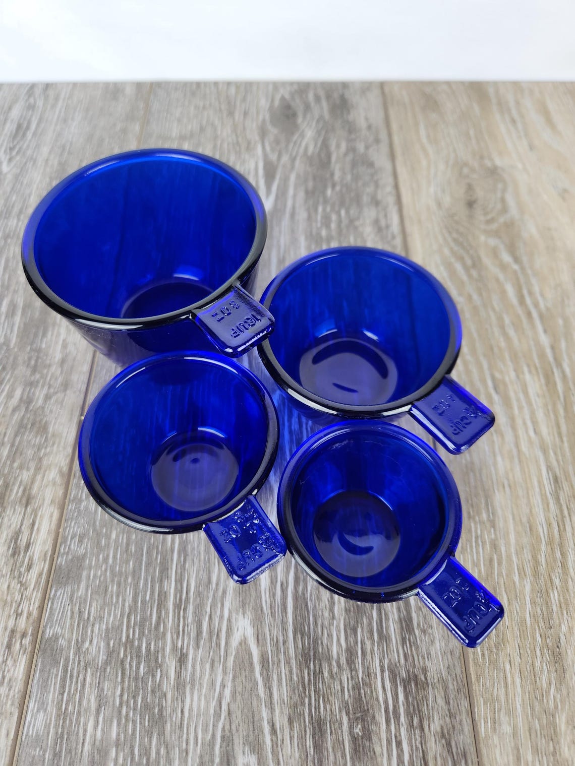 Cobalt Blue Glass Measuring Cup Set - Dark Blue Glass - 4pc - Etsy