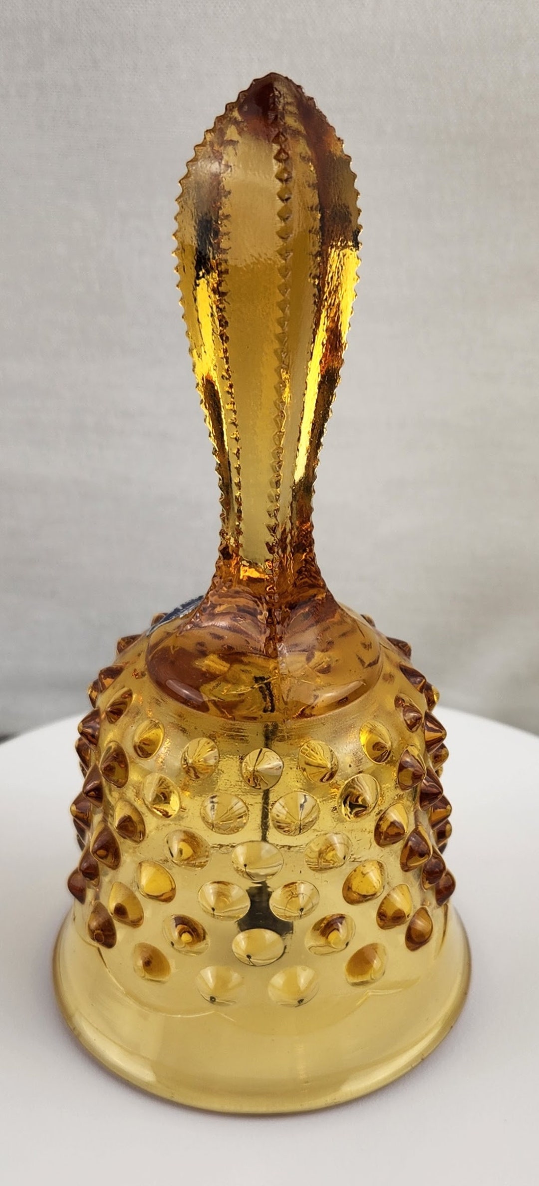 Amber Fenton Glass Hobnail Bell 5.5" Vintage Collectible Decorative ...