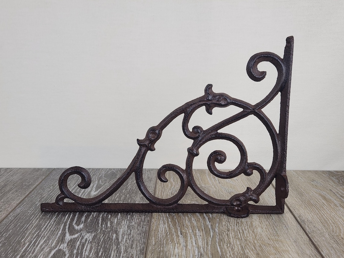 Rustic Cast Iron Filigree Shelf Bracket – Heavy Duty Wall Mount ...
