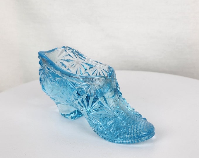 Fenton Blue Glass Slipper/shoe Daisy and Button UV Reactive - Etsy