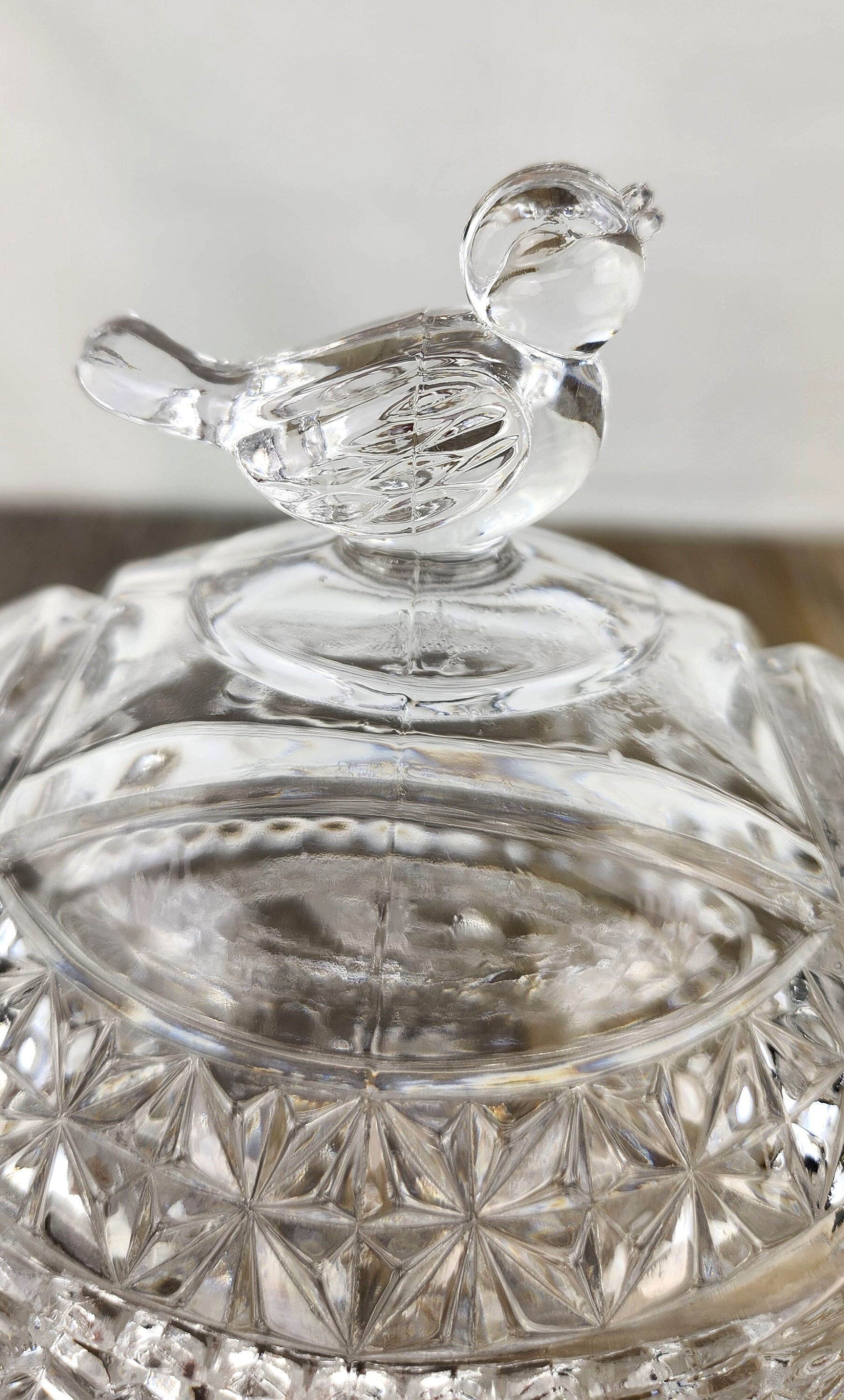 Hofbauer Red Byrdes Bird German Lead Cut Crystal Footed Covered Trinket ...