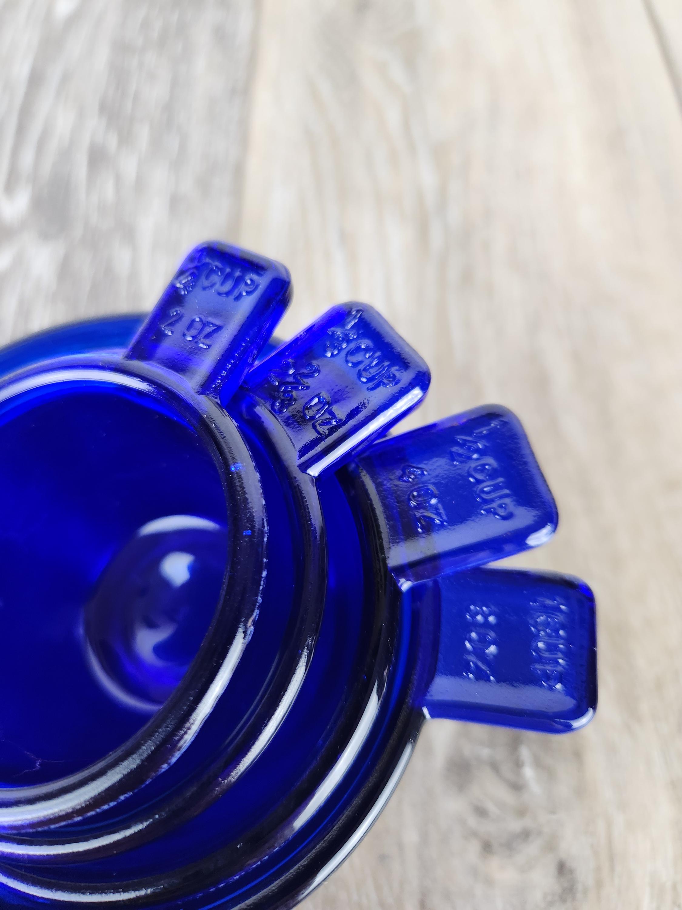 Cobalt Blue Glass Measuring Cup Set - Dark Blue Glass - 4pc - Etsy
