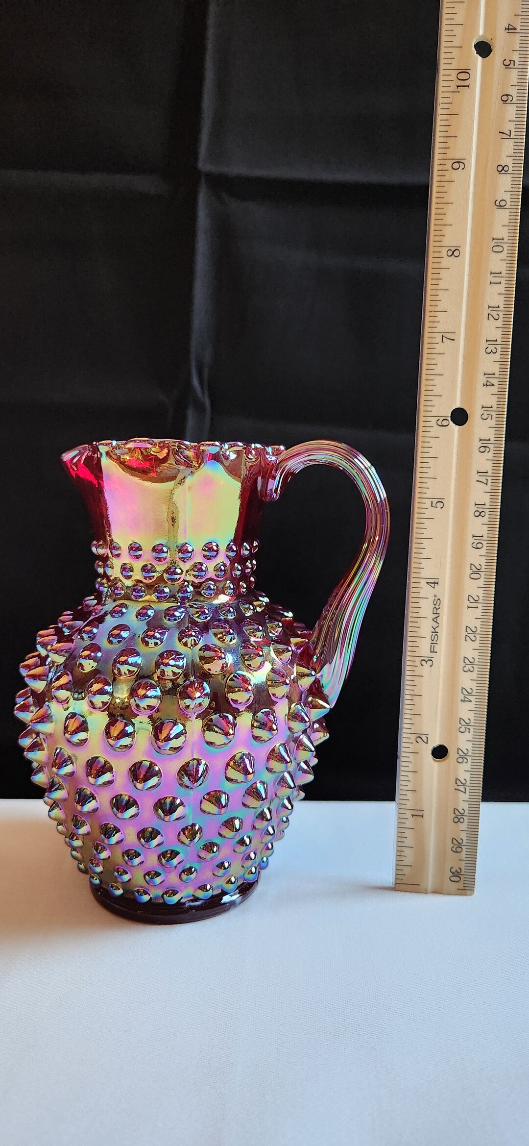 Vintage and RARE Fenton Red Carnival Glass Hobnose 6 Pitcher Fenton ...