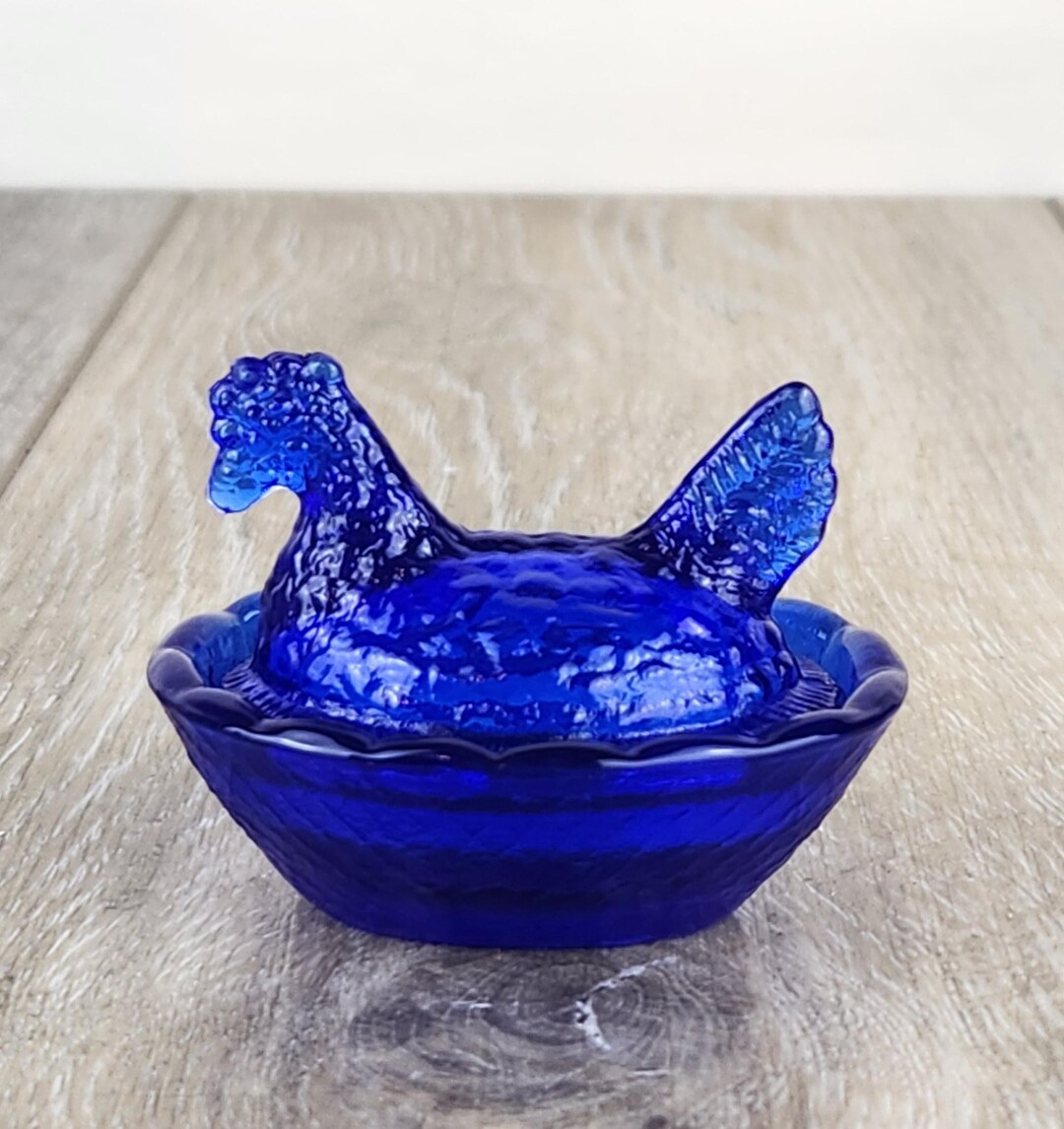 Cobalt Blue Glass Mini Hen on Nest Covered Salt Cellar 2.5" - Etsy