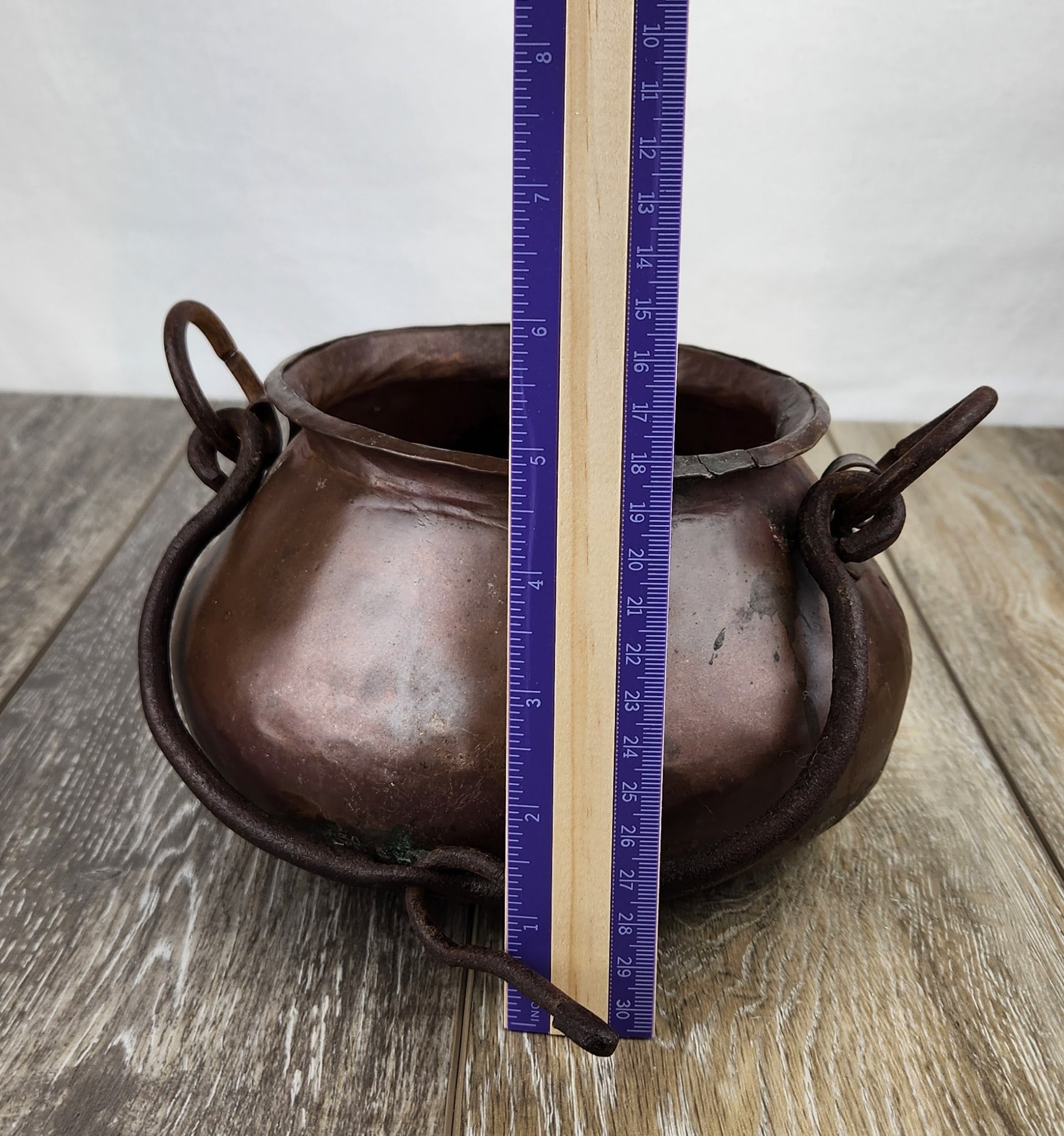 Antique Hand Hammered/forged Copper Pot With Forged Iron Handle - Etsy