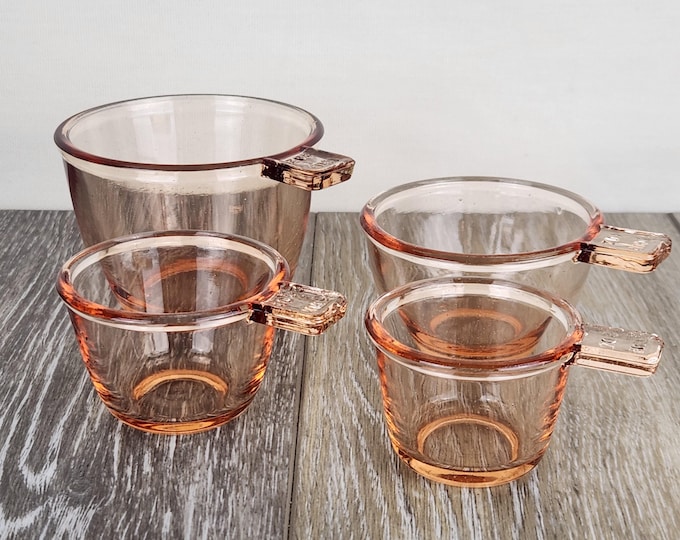 Pink Glass Nesting Measuring Cup Set - Retro Pink Kitchenware - 4pc - Etsy