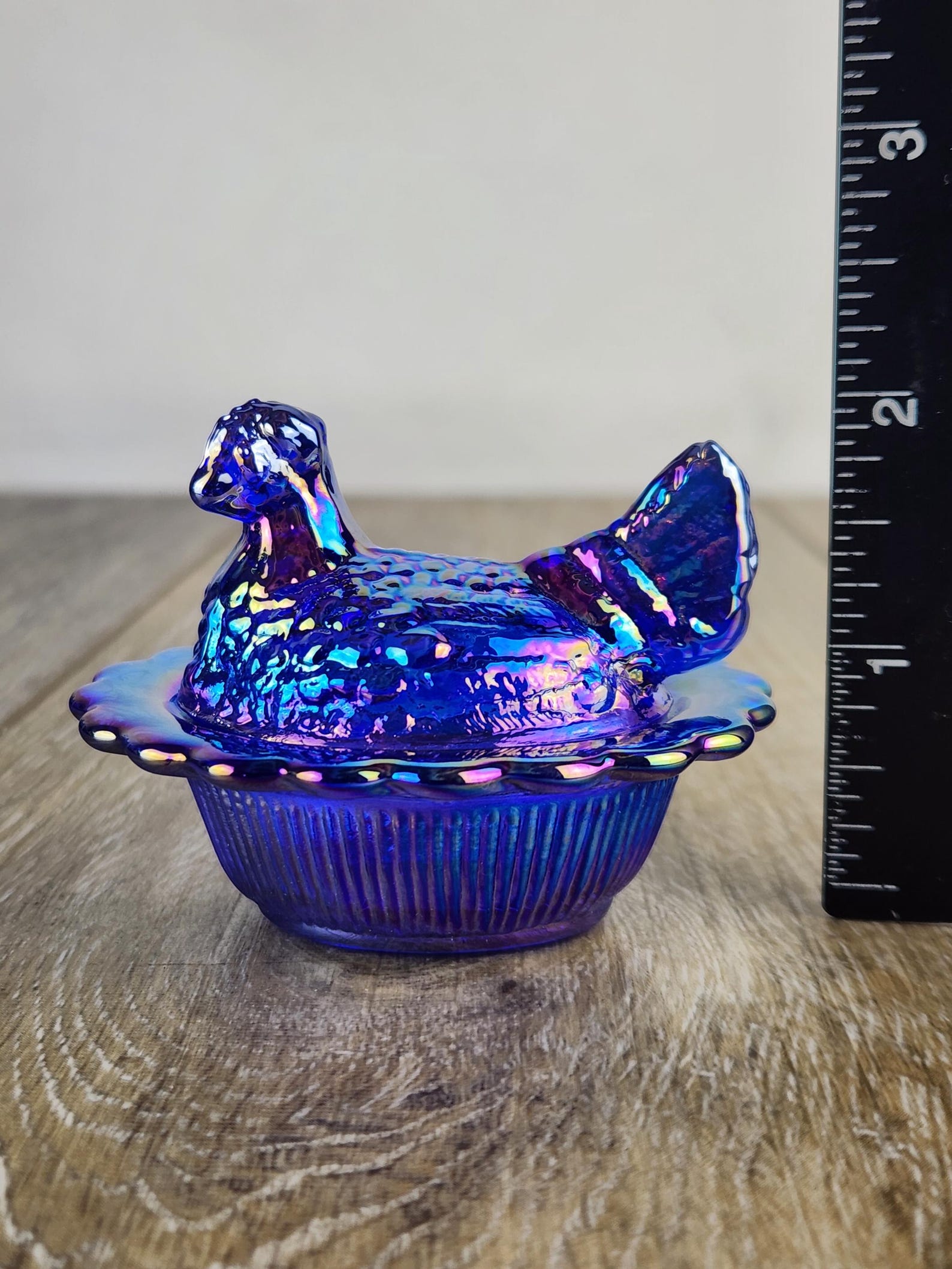 Mini Cobalt Carnival Glass Hen on Nest - Ruffled Edge Salt Cellar ...