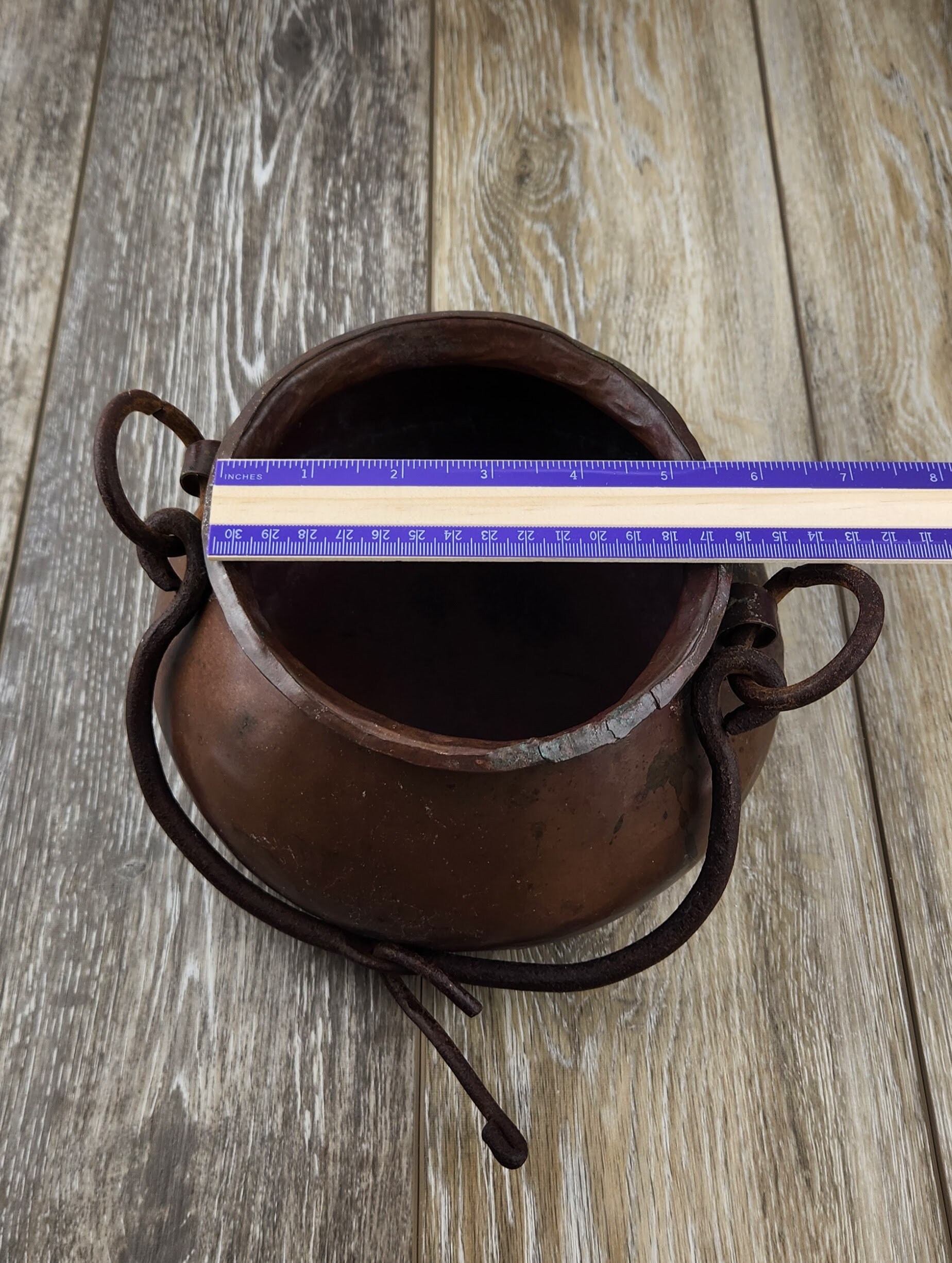 Antique Hand Hammered/forged Copper Pot With Forged Iron Handle - Etsy