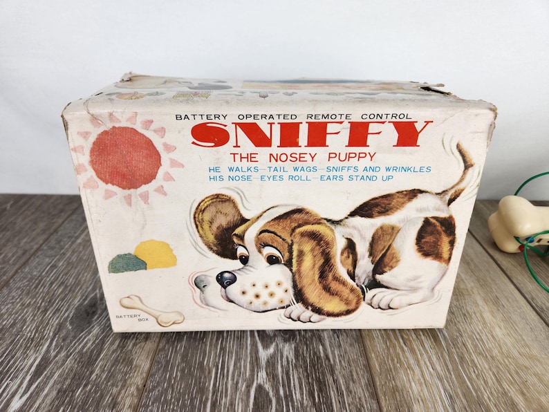 1980's Battery Operated Toy Sniffy the Nosey Puppy Plush Dog W/ Remote ...