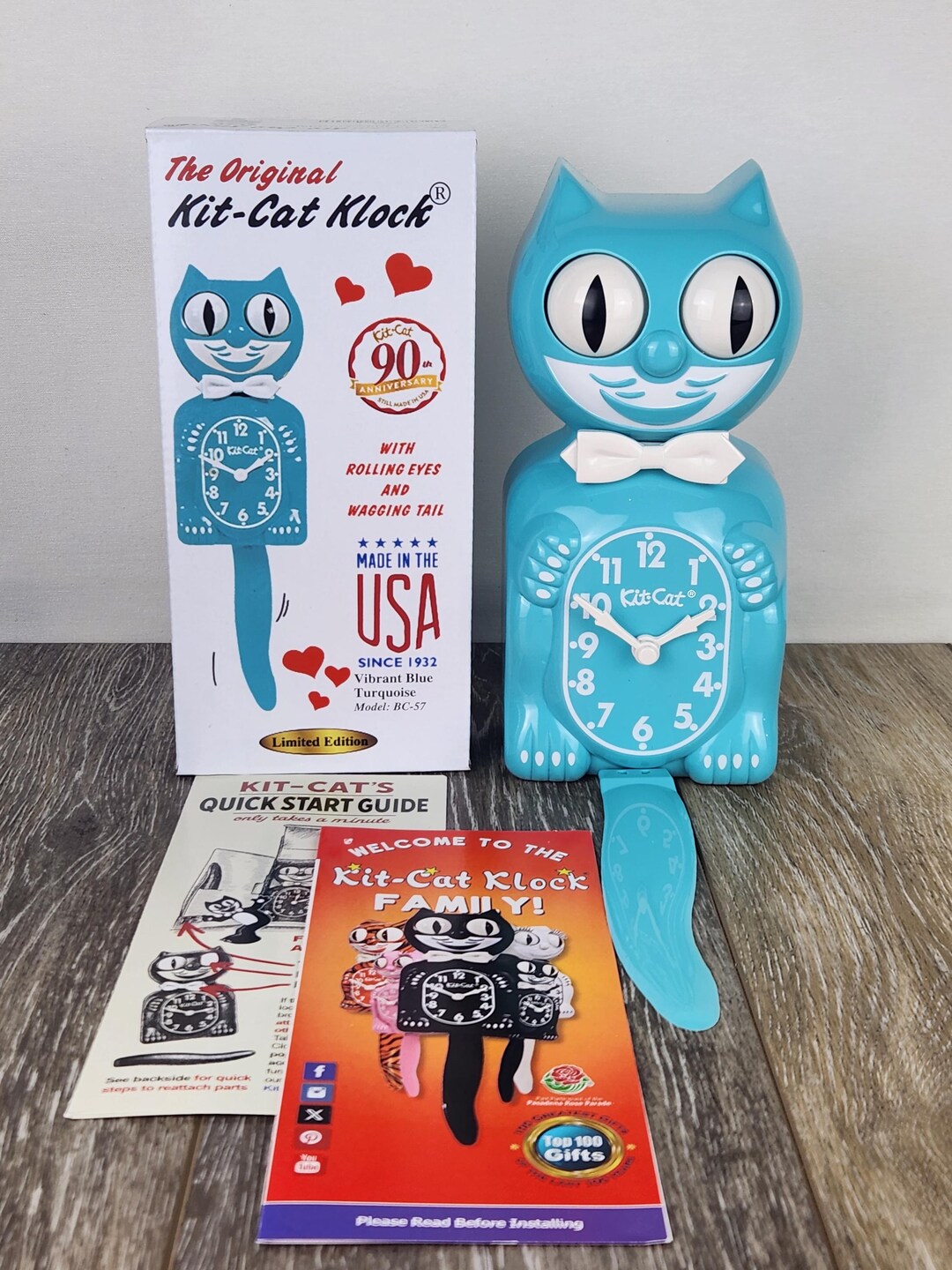 Turquoise Kit Cat Klock Classic Wall Clock Retro Home Decor Collectible ...