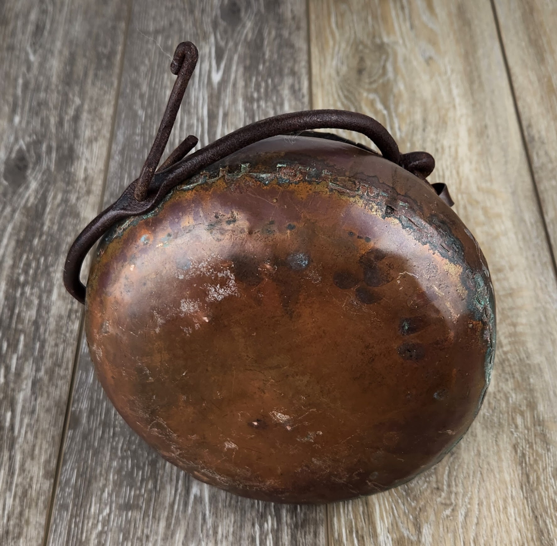 Antique Hand Hammered/forged Copper Pot With Forged Iron Handle - Etsy