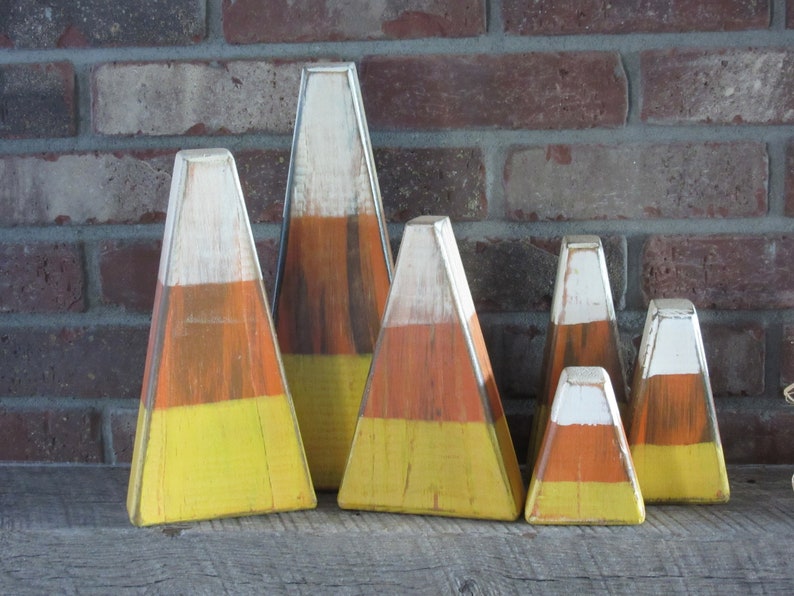 Handmade Wooden Rustic Candy Corn. Set of (3) "larger Sized Version ...