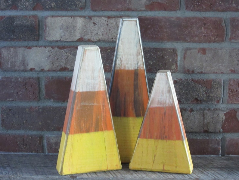 Handmade Wooden Rustic Candy Corn. Set of (3) "larger Sized Version ...