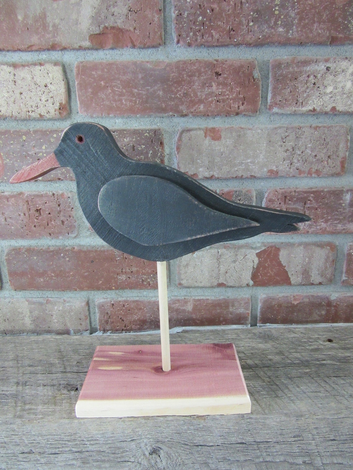 Handmade Rustic Wooden Black Oystercatcher Shelf Sitter - Red Cedar ...