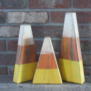 Handmade Wooden Rustic Candy Corn. Set of (3) "larger Sized Version" These Are Rustic, Chunky ...