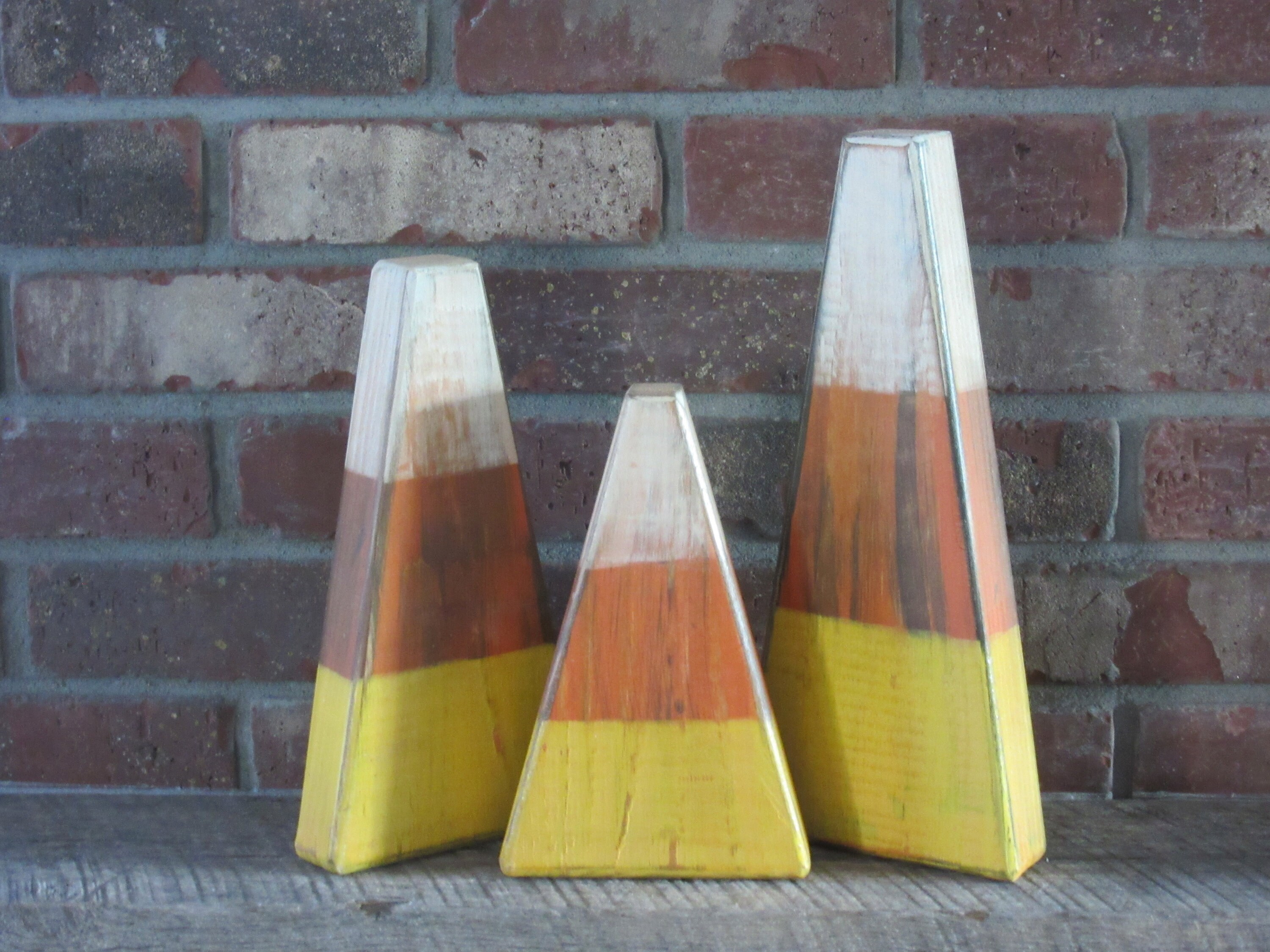 Handmade Wooden Rustic Candy Corn. Set of (3) "larger Sized Version ...