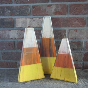 Handmade Wooden Rustic Candy Corn. Set of (3) "larger Sized Version" These Are Rustic, Chunky ...