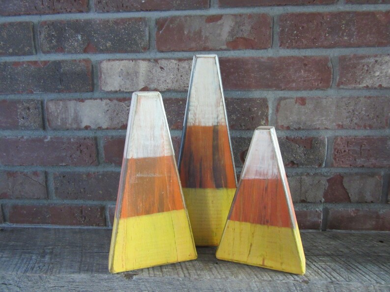 Handmade Wooden Rustic Candy Corn. Set of (3) "larger Sized Version ...