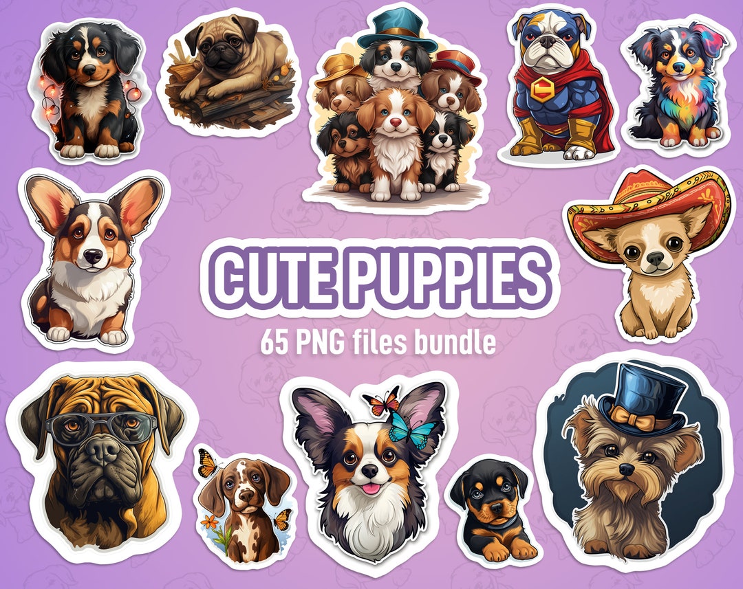 Cute Puppies Sticker Pack | Playful Puppy Decals | Cute Dog Emojis | 65 ...