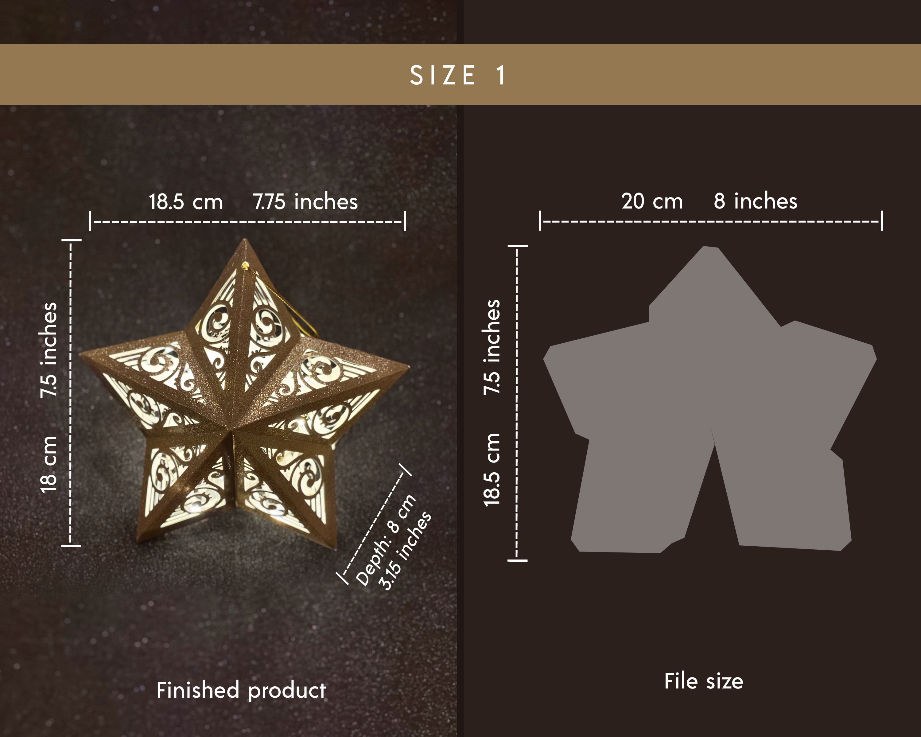 Detailed Paper Star Ornaments, SVG Template for Cricut, DIY Instant ...