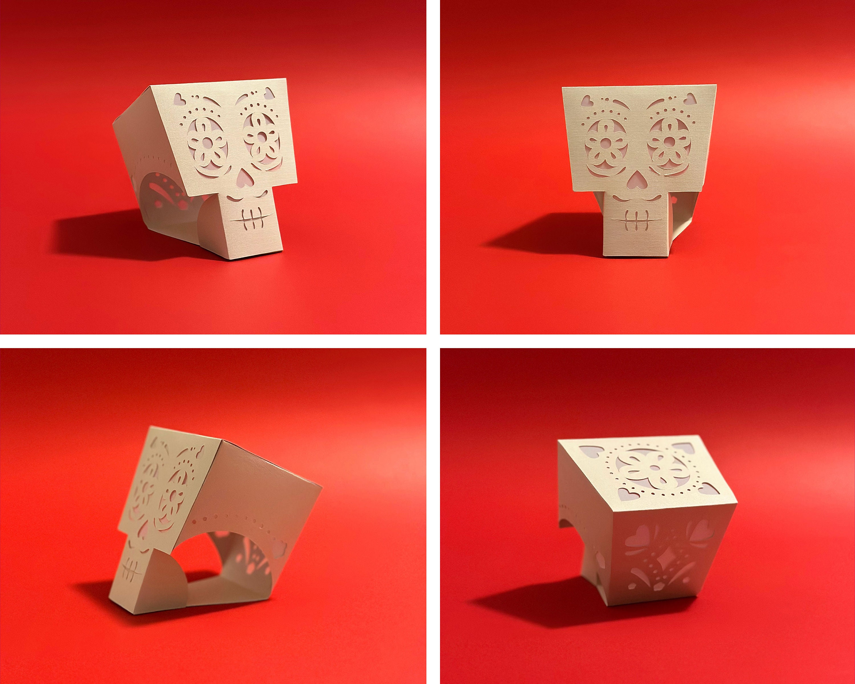 Paper Skull Template, DIY Cricut SVG, Paper Craft Halloween Decor, Tea ...