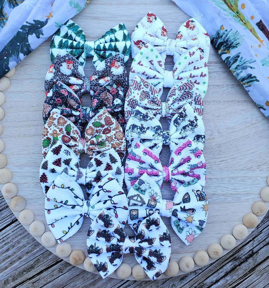 Christmas Bullet Fabric Bows - Etsy