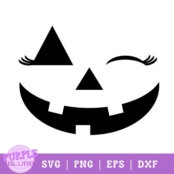 Winking Pumpkin Face Svg - Etsy