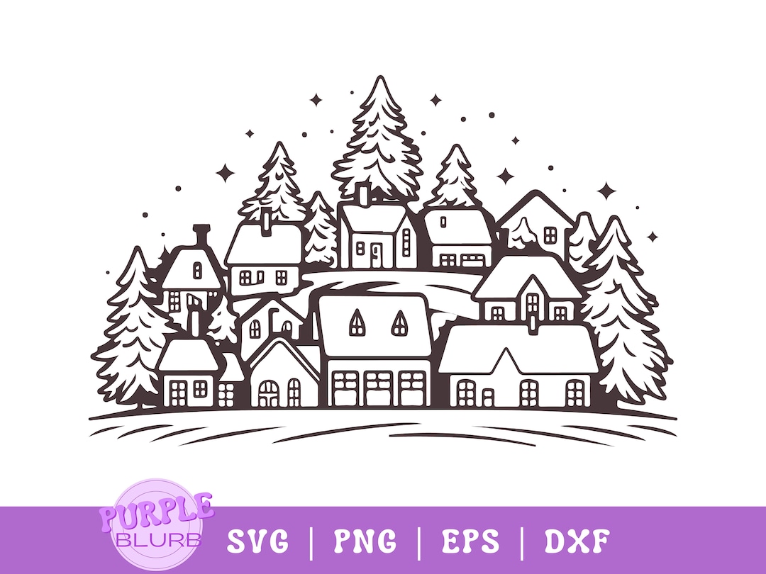 Christmas Village SVG PNG Christmas Scene Svg Winter Village Svg ...