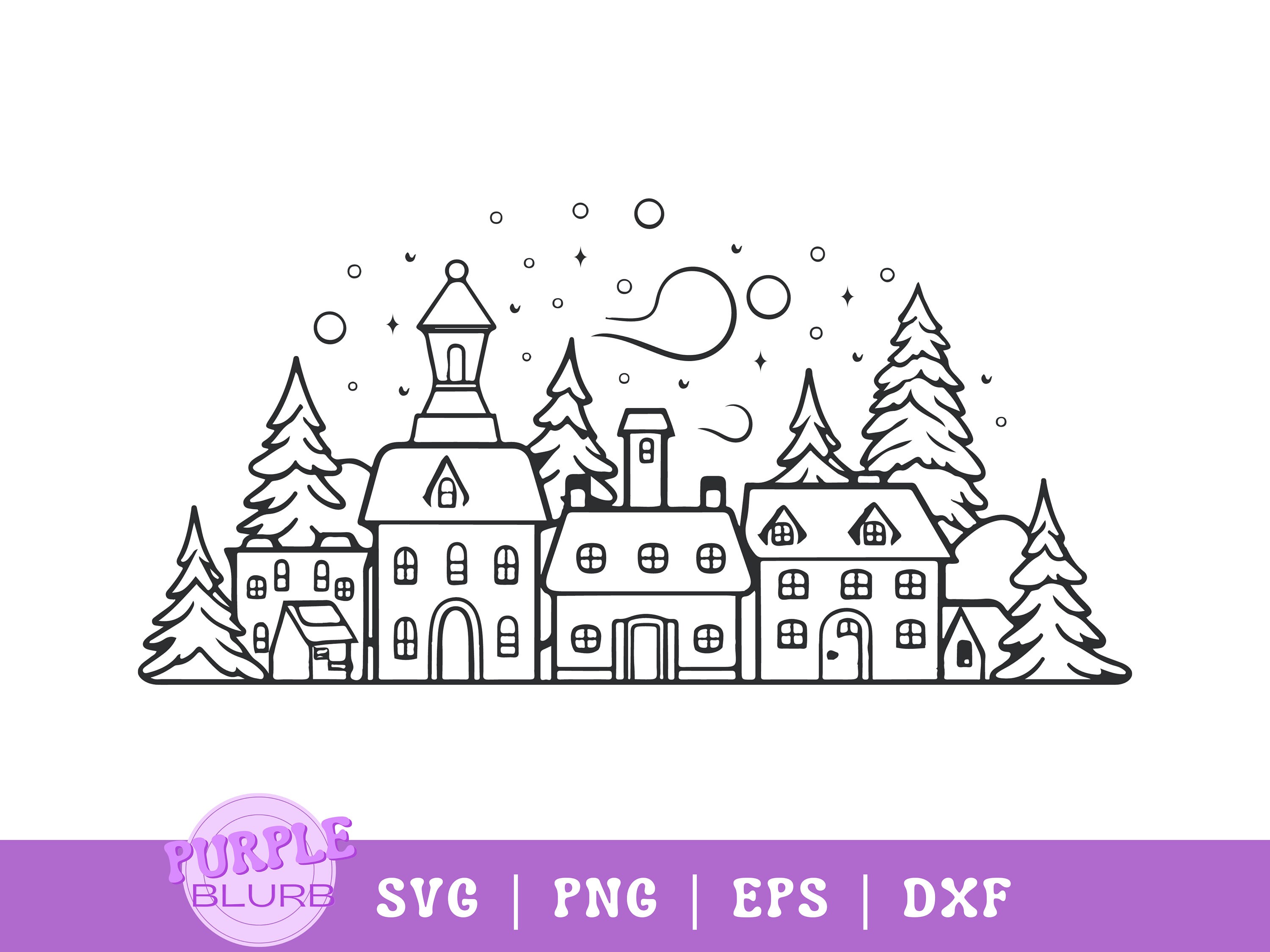 Christmas Village SVG PNG Christmas Scene Svg Winter Village Svg ...