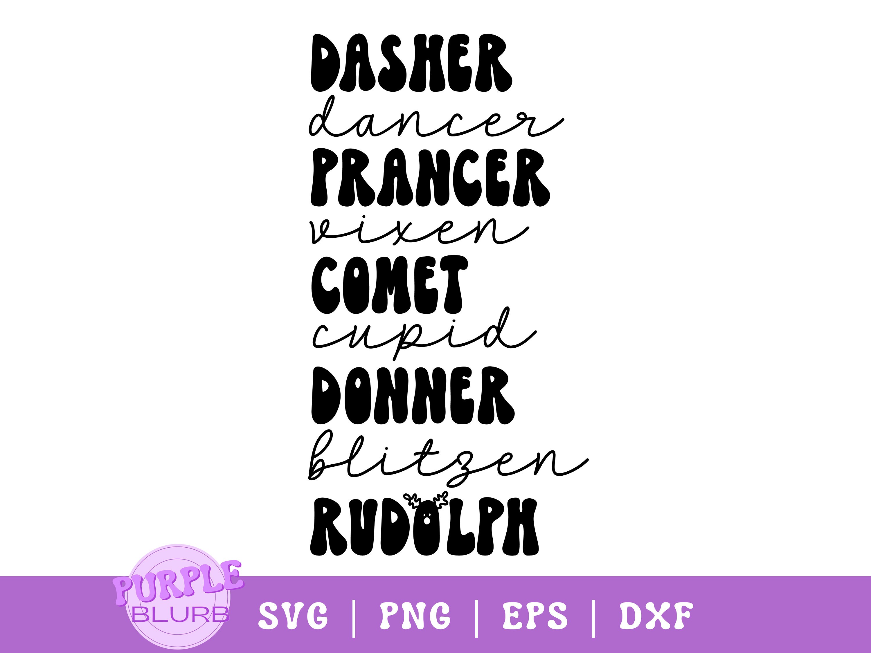 Reindeer Names SVG PNG Rudolph Svg Dasher Dancer Svg Reindeer - Etsy