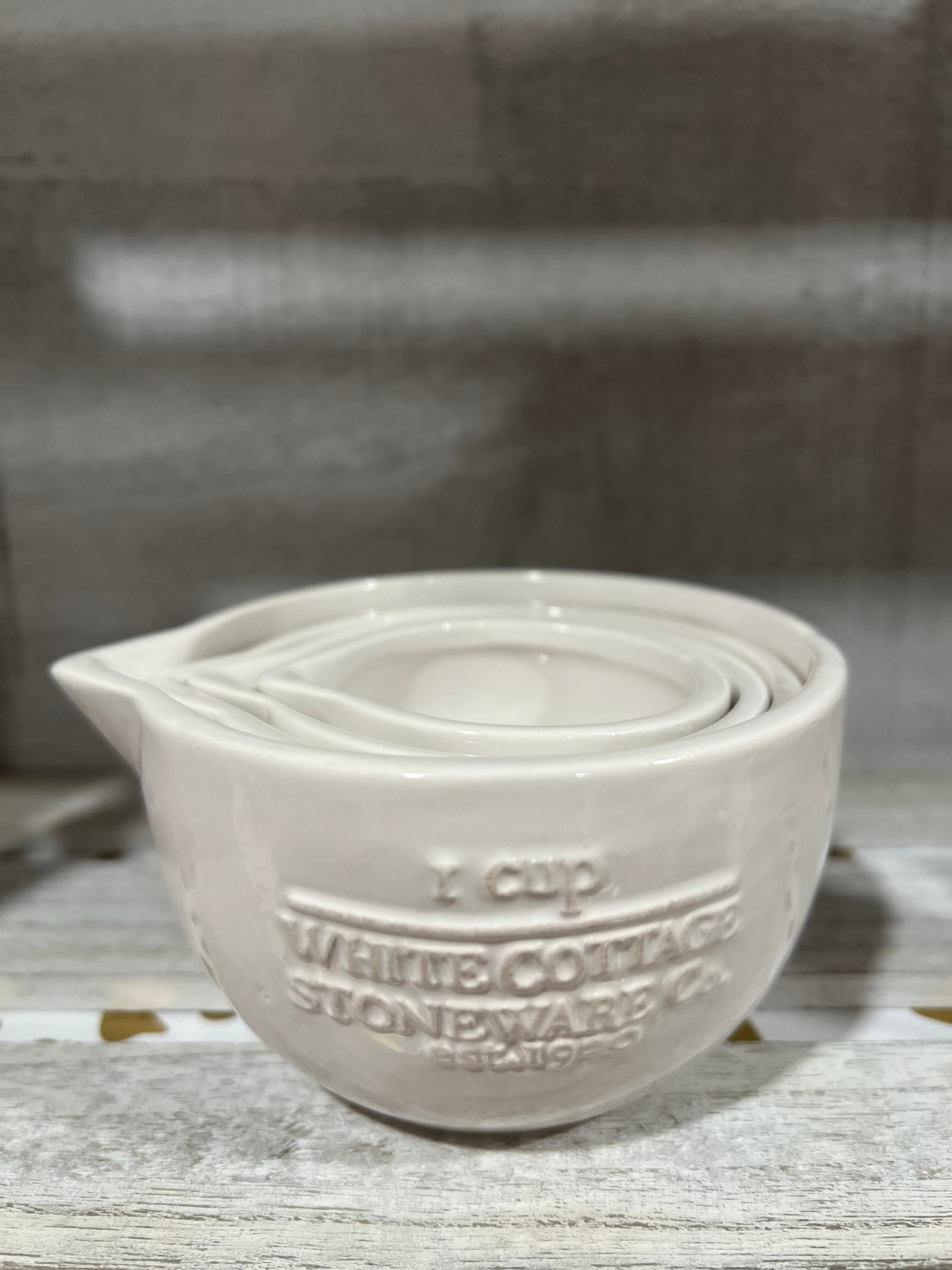 White Cottage Ceramic Measuring Cups set of 4 - Etsy
