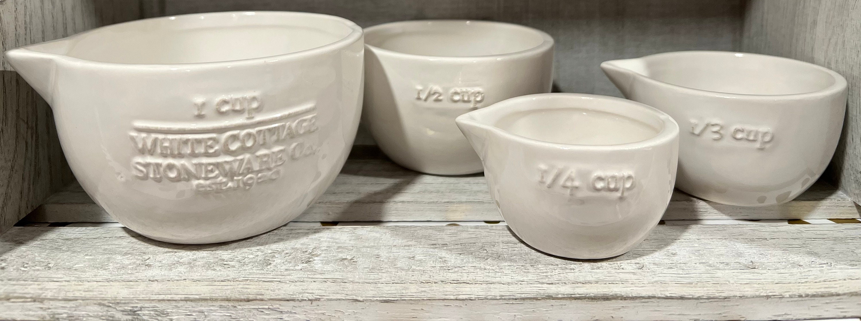 White Cottage Ceramic Measuring Cups set of 4 - Etsy
