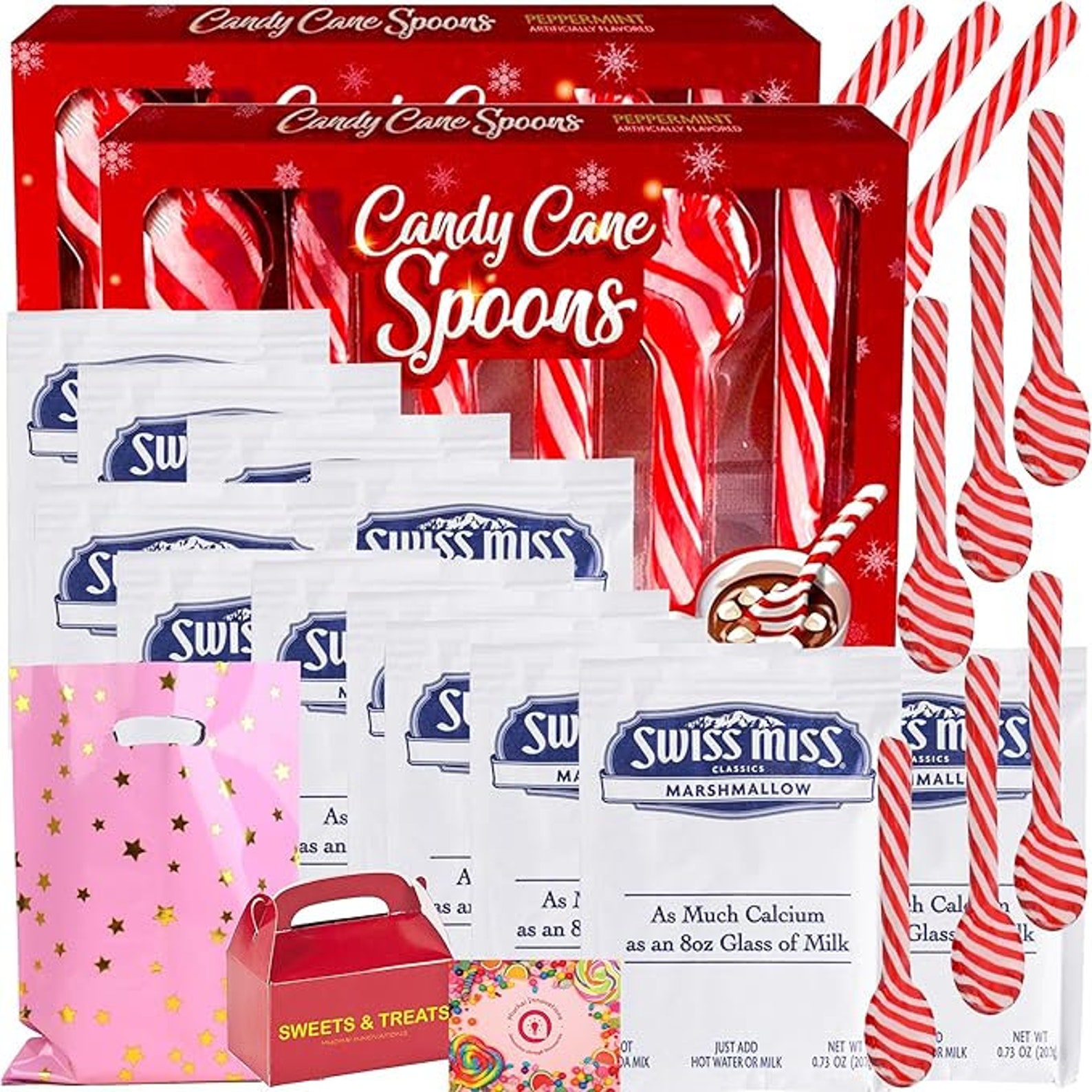 Hot Cocoa Chocolate With Marshmallow & Peppermint Candy Cane Spoons ...