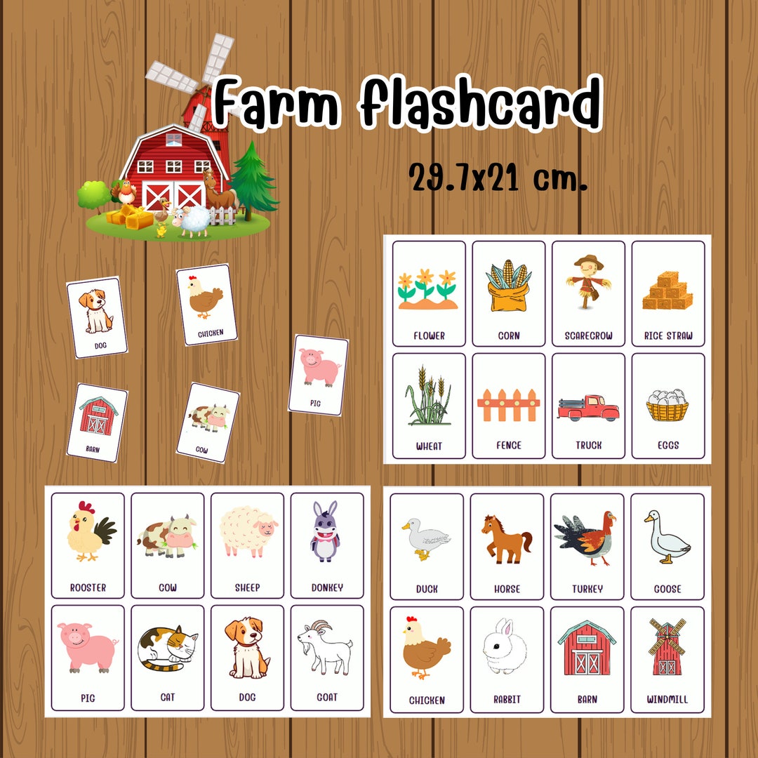 Farm Flash Cards for Kids Fun Activities at Home or at School - Etsy