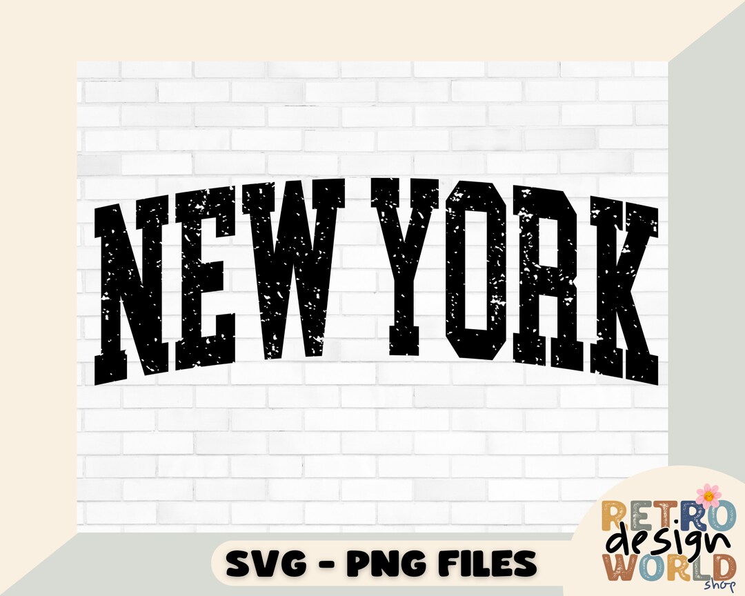 New York Varsity Font Svg, Solid and Distressed Svg, Png Files, New ...