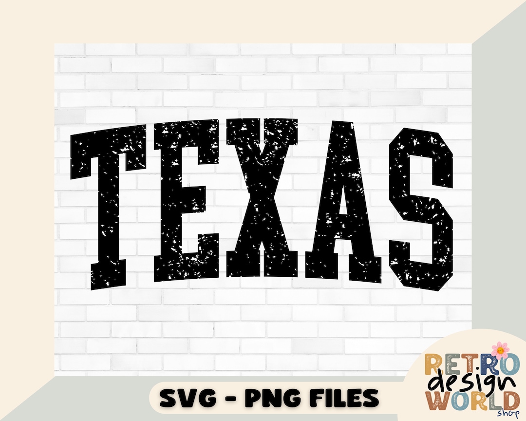 Texas Varsity Font Svg, Solid and Distressed Svg, Png Files, Texas Svg ...