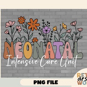 Retro Flowers Neonatal Png, Nurse Svg, Care Unity Nurse Png, Retro ...