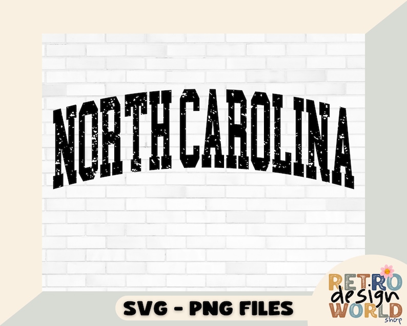 North Carolina Varsity Font Svg, Solid and Distressed Svg, Png Files ...