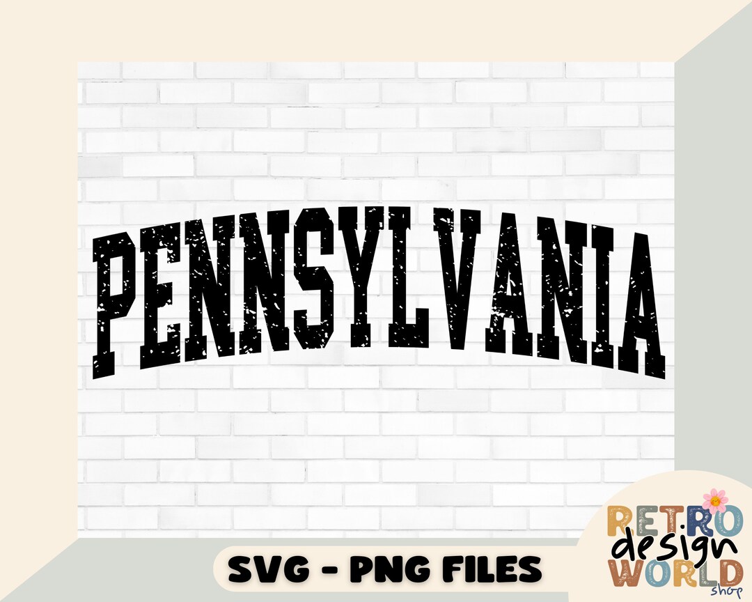 Pennsylvania Varsity Font Svg, Solid and Distressed Svg, Png Files ...