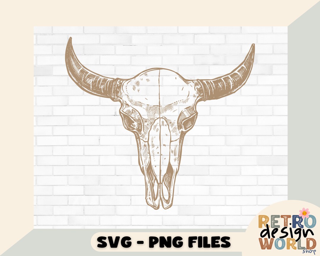 Bull Skull Svg, Bull Skull Png, Retro Skull Svg, Western Svg, Cowboy ...