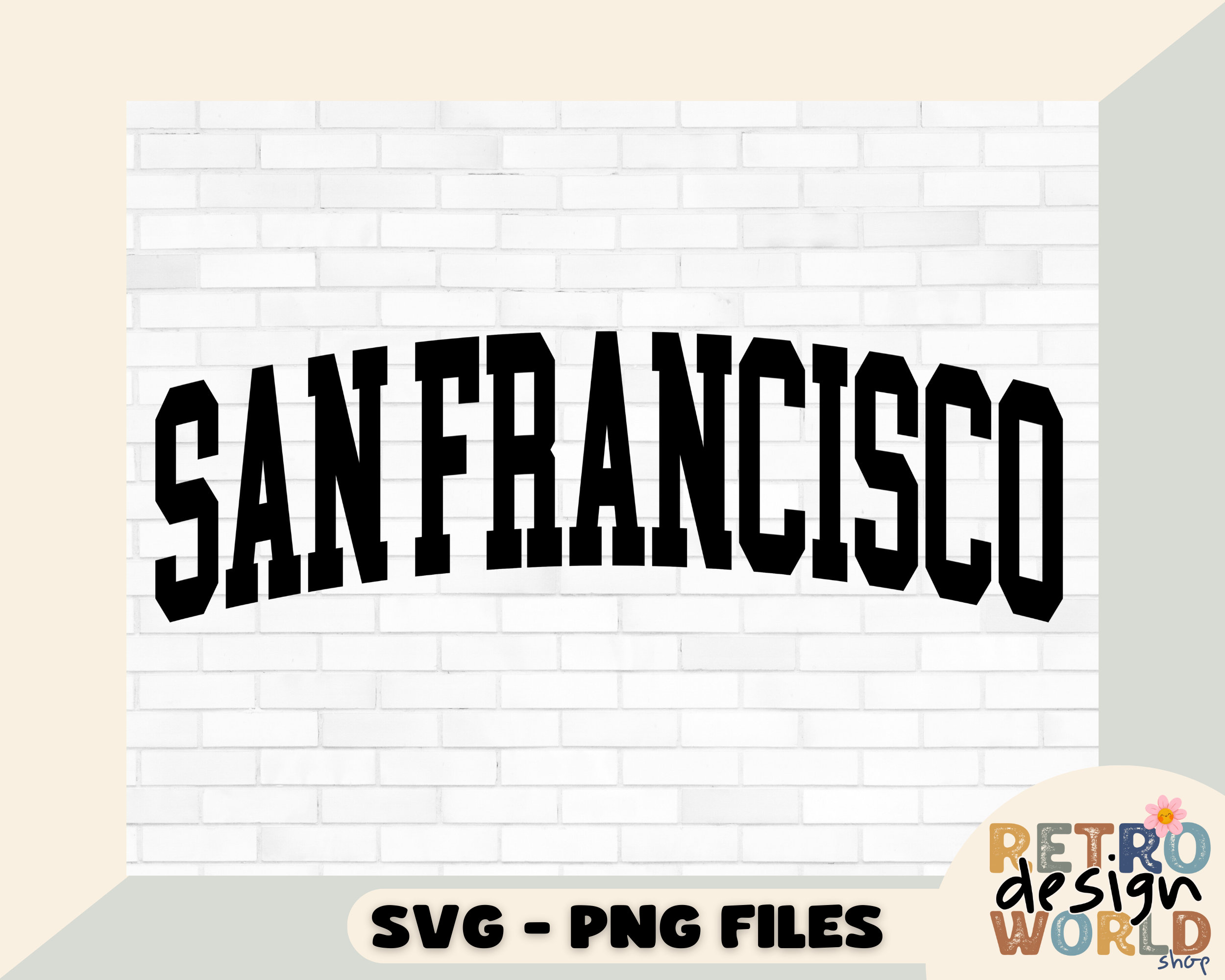 San Francisco Varsity Font Svg, Solid and Distressed Svg, Png Files ...