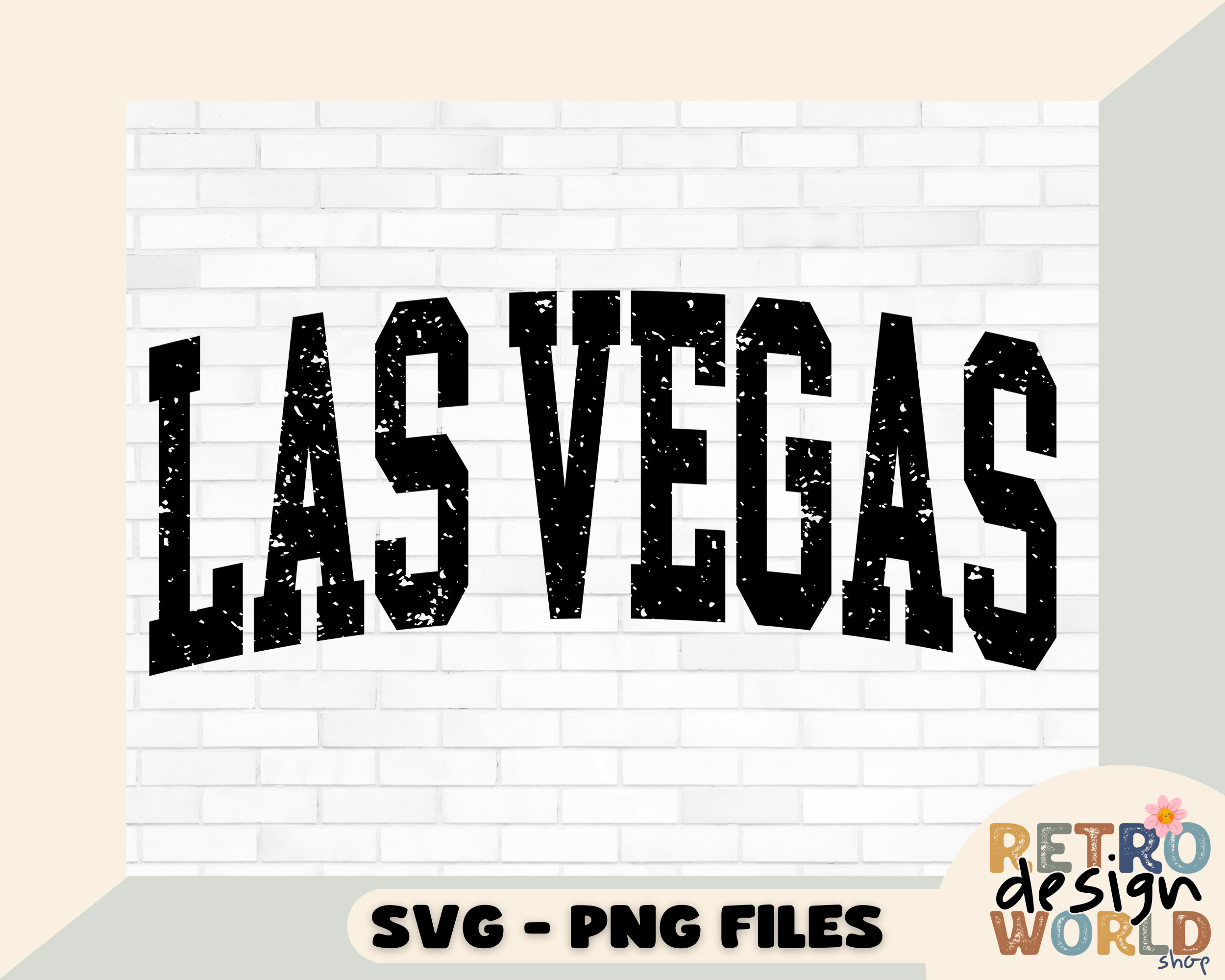Las Vegas Varsity Font Svg, Solid and Distressed Svg, Png Files, Las ...